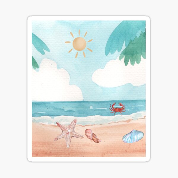 "Beach Scene" Sticker by HappyLifeCreate | Redbubble