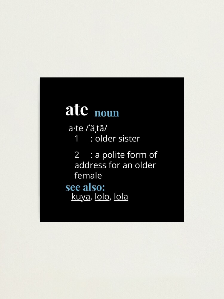 Lámina fotográfica «Ate significa hermana mayor (definición de término ...