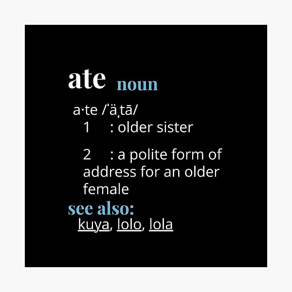 Lámina fotográfica «Ate significa hermana mayor (definición de término ...