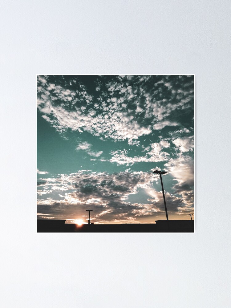"Clouds in the blue sunset sky" Poster by Mildprint | Redbubble