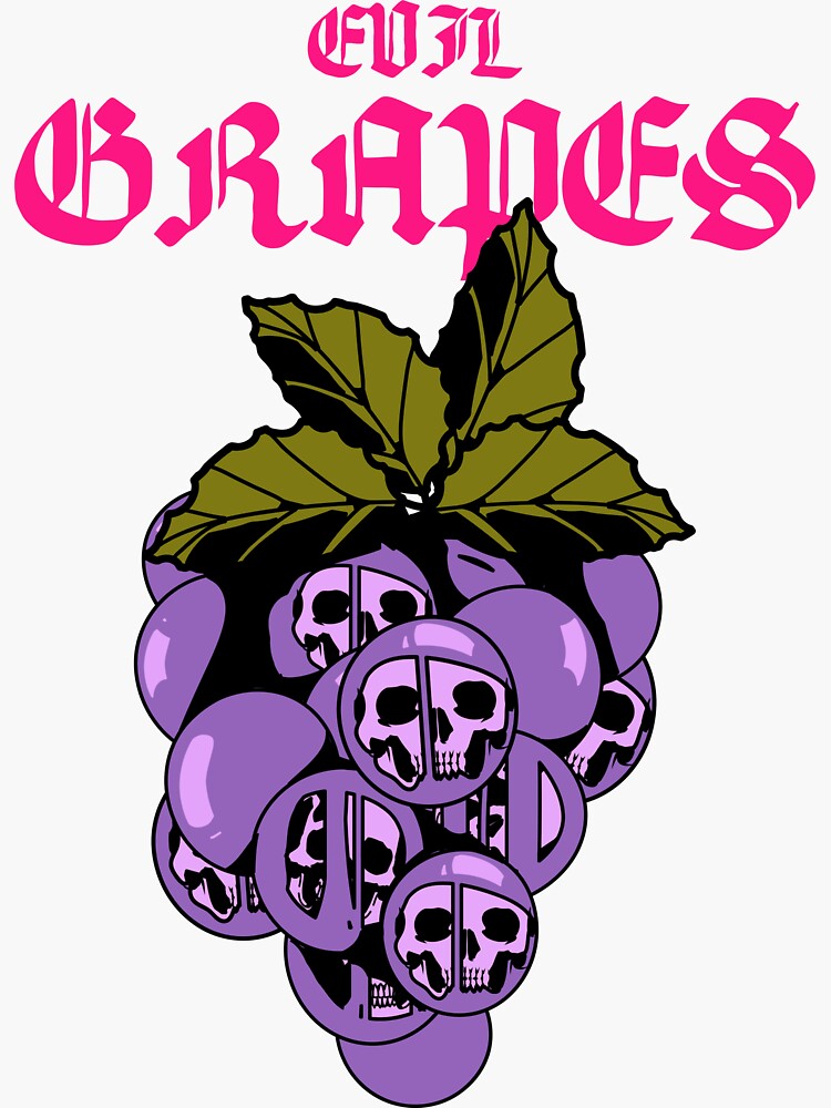 "Evil grapes funny food illustration" Sticker for Sale by deluxis ...