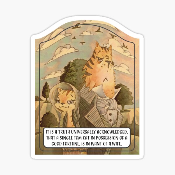 "Cute cats Pride and Prejudice - funny Jane Austen " Sticker for Sale ...