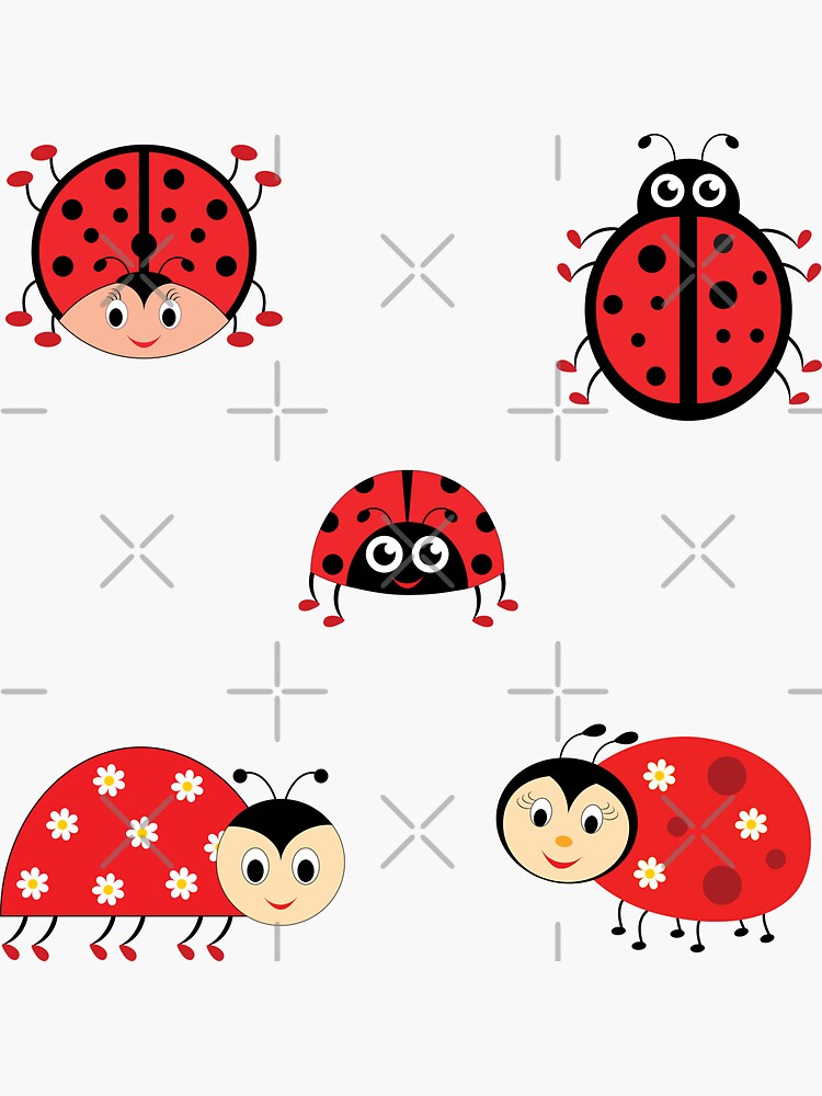 "Ladybugs cartoon stickers" Sticker by colorleafz | Redbubble