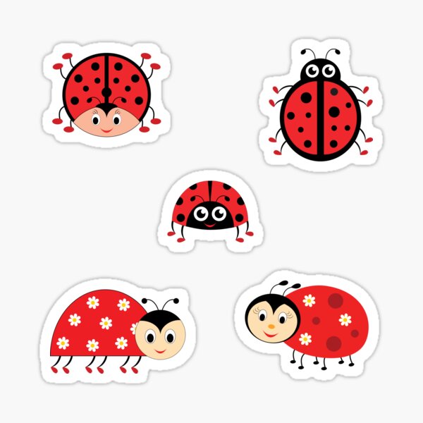 "Ladybugs cartoon stickers" Sticker by colorleafz | Redbubble