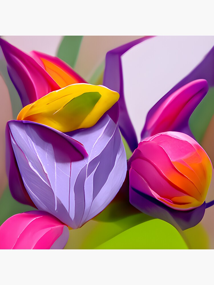 "colorful flowers in abstract" Sticker by Jimmy-Recard | Redbubble