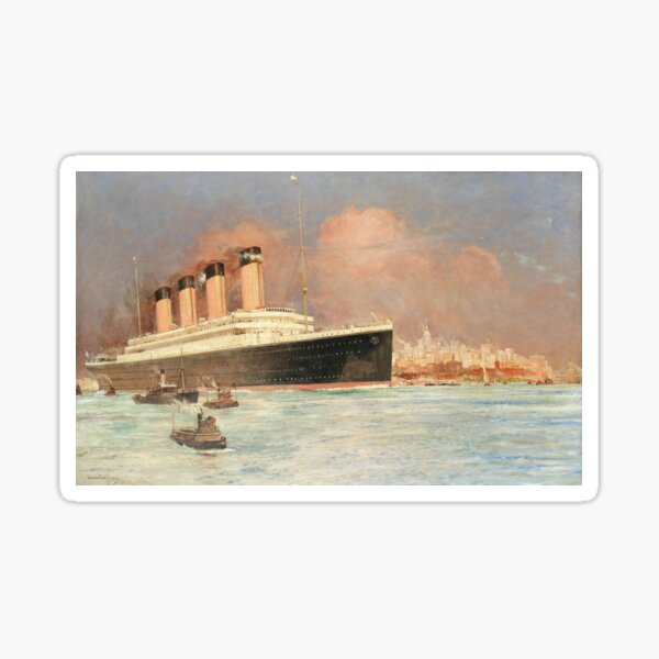 "RMS Olympic off New York - Charles Edward Dixon (1910)" Sticker for ...