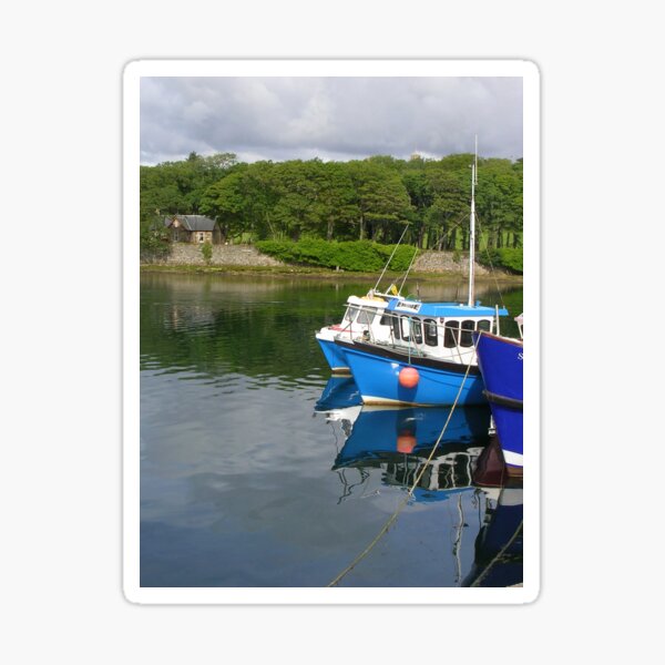 "Fishing boats, Stornoway harbour" Sticker for Sale by lezvee | Redbubble