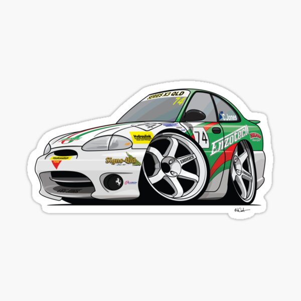 "Excel Race Car CarToon " Sticker for Sale by Willy-UK | Redbubble