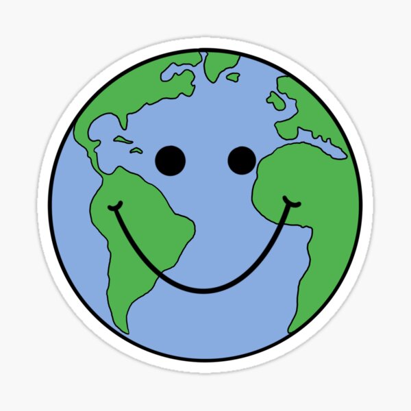 "Earth Smiley Face" Sticker by MakaylasStudio | Redbubble