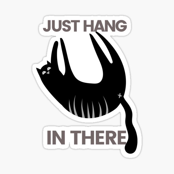 "Funny Black Cat Hanging On" Sticker by Sami-Arts | Redbubble