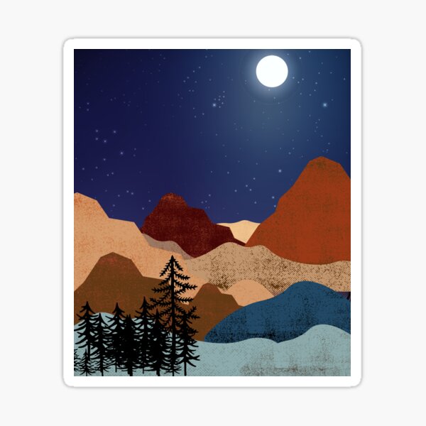 "Moon Night Stars Nature Sky Art" Sticker for Sale by QsnamMehar ...