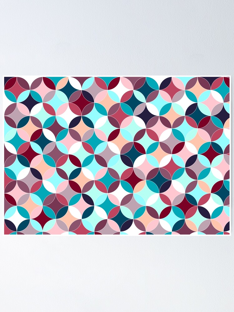 "Overlapping vintage circles pattern, colorful interlocking round ...