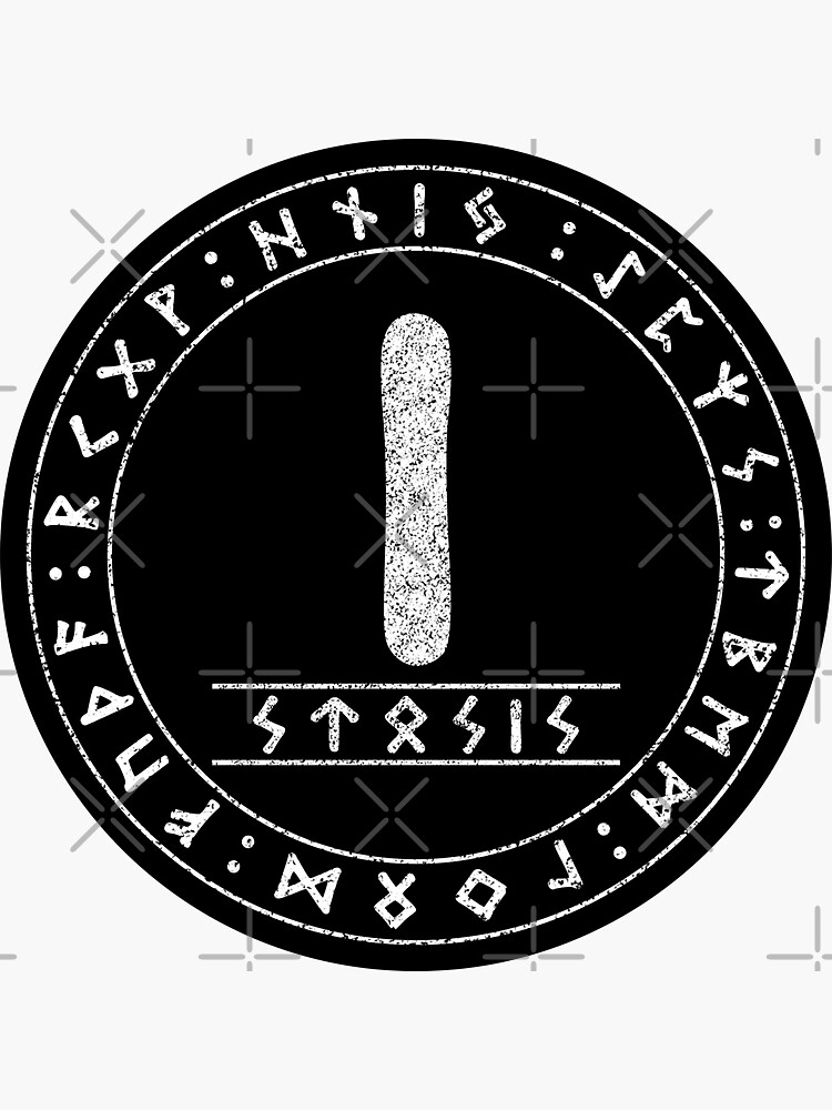 Pegatina «Símbolo rúnico del autocontrol Isa. Sello antiguo del círculo ...