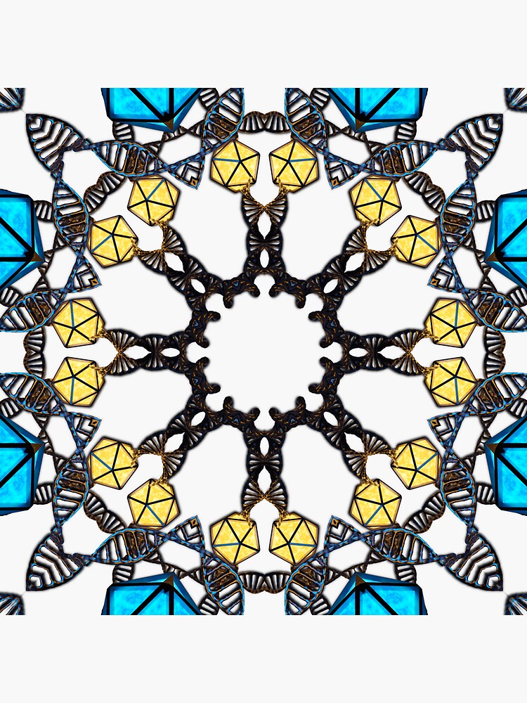 "Atom DNA Mandala Blue Yellow" Sticker for Sale by PasjaArty | Redbubble