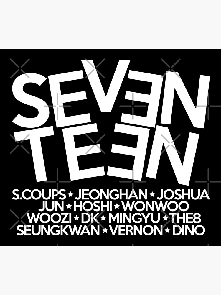 "Seventeen/17 Logo + Member Names KPOP (White)" Canvas Print by ...