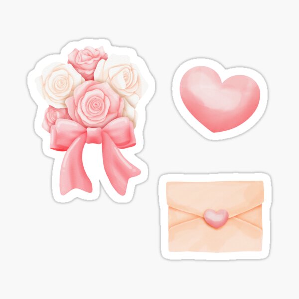 "Cute Pink Love and heart Envelope" Sticker by Sunny-Bird | Redbubble
