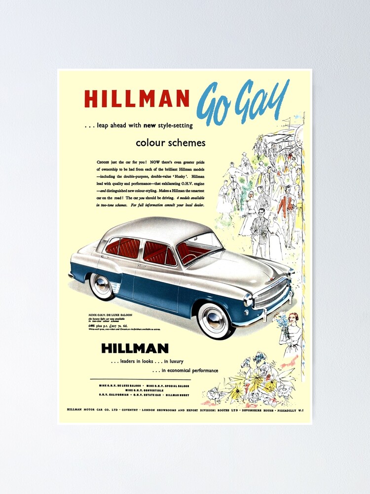 "HILLMAN MINX - ADVERT" Poster for Sale by ThrowbackM3 | Redbubble