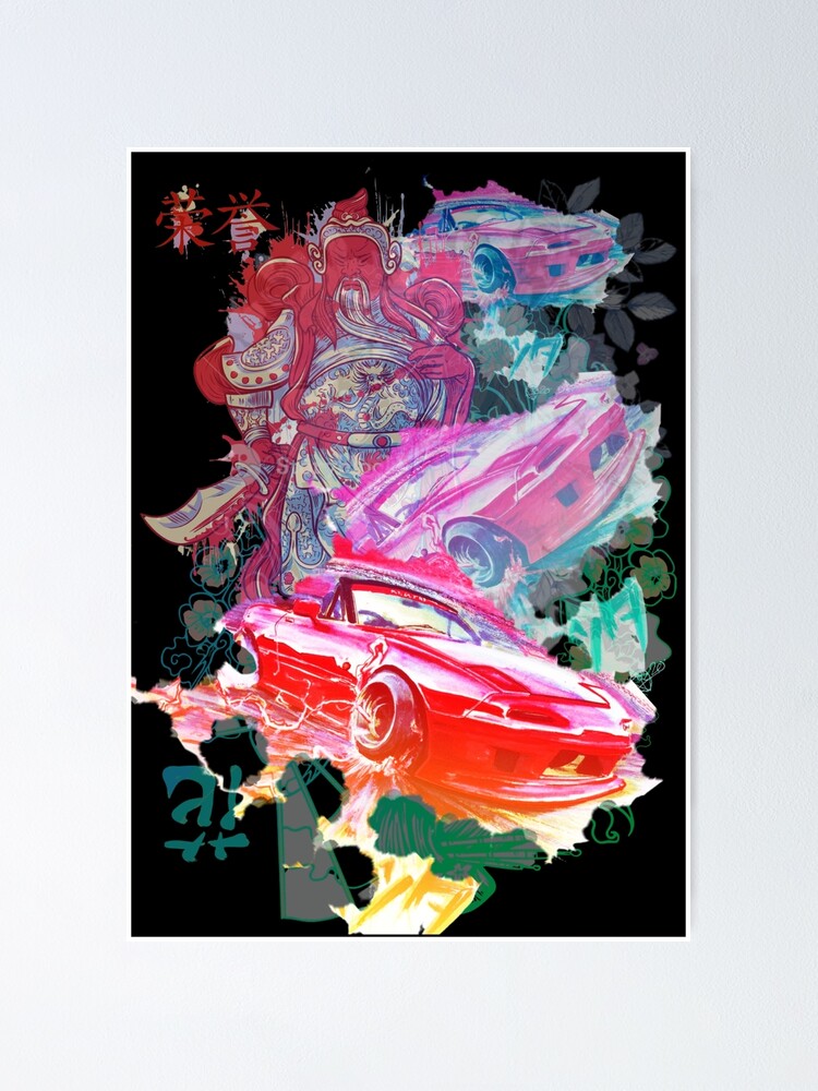 "red rx7 Japanese background, jdm mazda design" Poster for Sale by ...