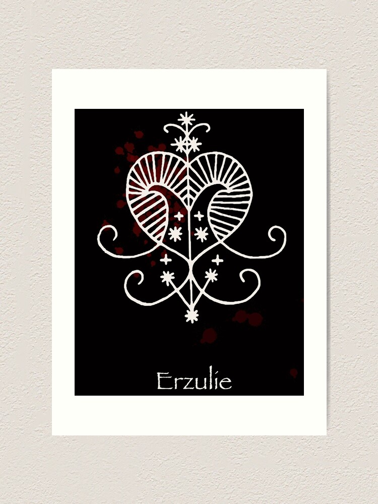 "Erzulie Veve Black White Voudun Witch Mama Erzulie" Art Print by ...