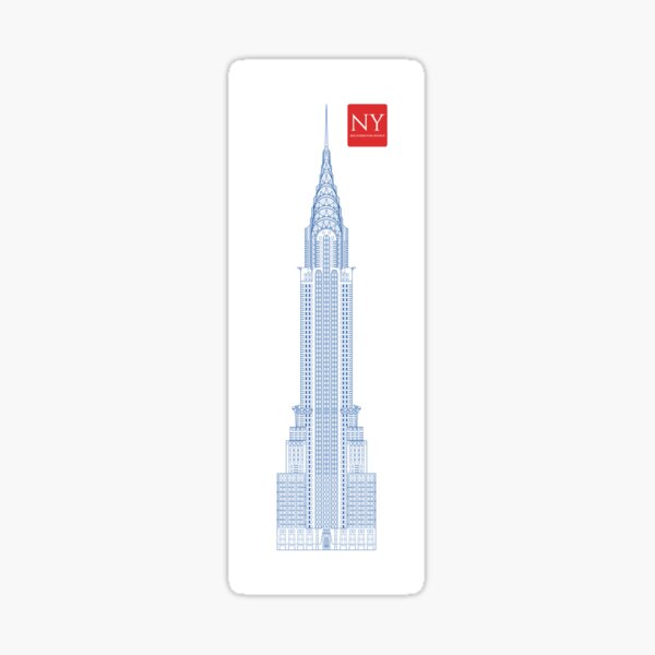"Chrysler Building Front (Blue on White Background)" Sticker for Sale ...
