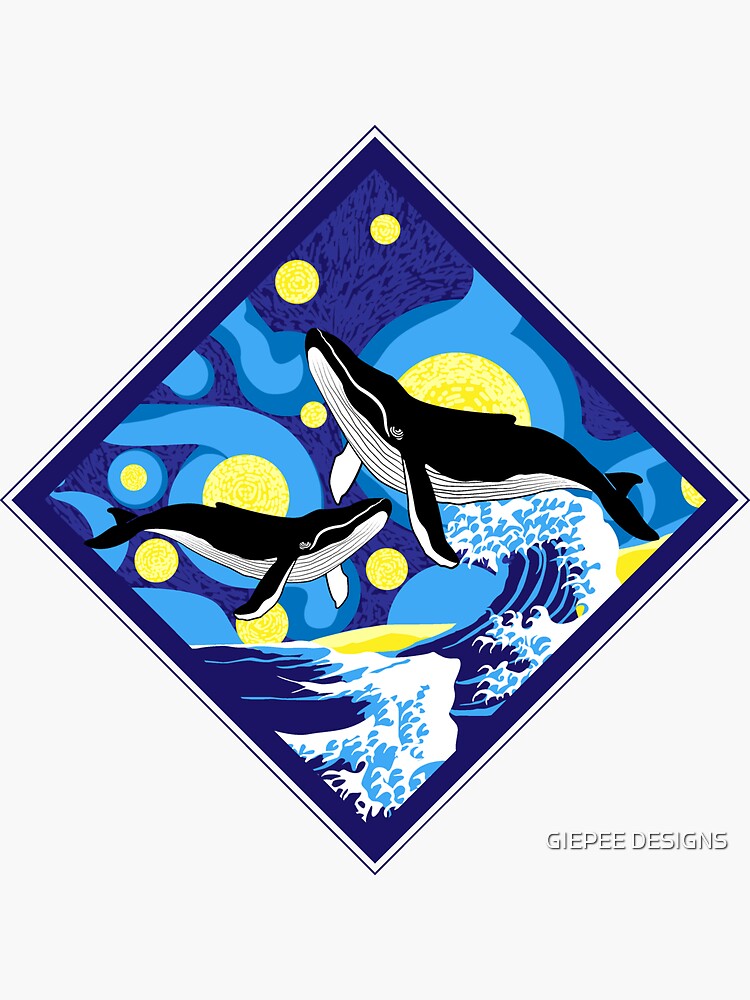 "The Great Wave X Starry Night " Sticker by gab017 | Redbubble