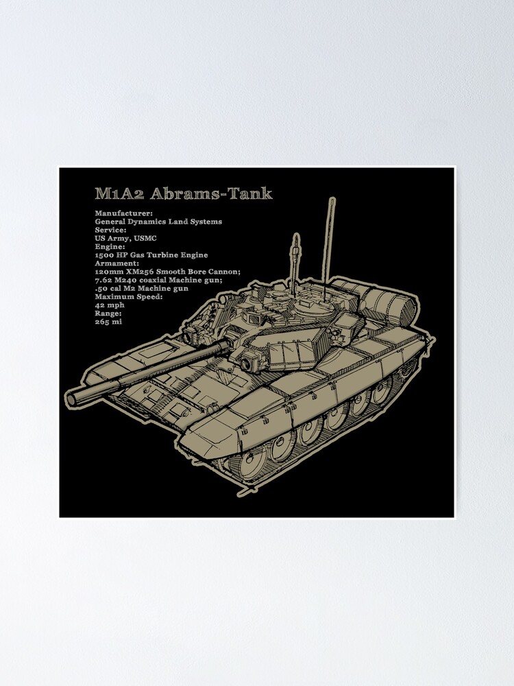 "M1A2 Abrams-Tank sketch " Poster for Sale by designhagia | Redbubble