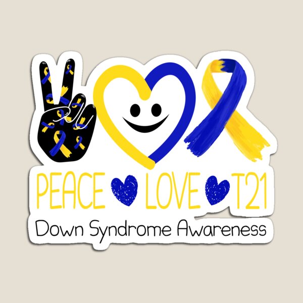 Imán «Peace Love T21 Trisomía 21 Síndrome de Down Cromosoma 21 Extra ...