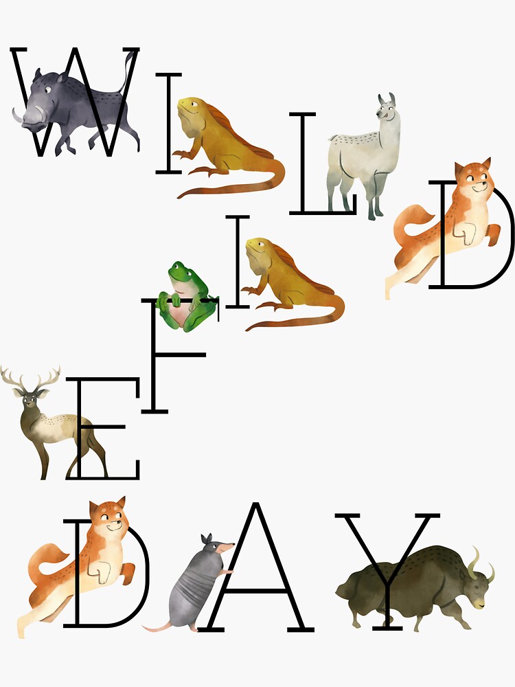 "Wildlife day, letters" Sticker by AndreeaPetrut | Redbubble