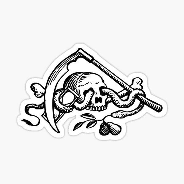 "SCYTHE SKULL SNAKE TIME" Sticker for Sale by MarkoBrando | Redbubble