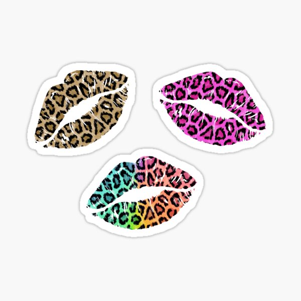 "Leopard kisses - Wild cat lipstick prints" Sticker for Sale by pixxart ...