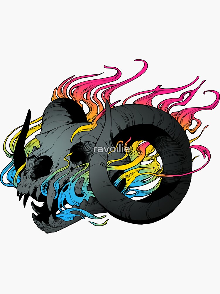 "Chimera skull black" Sticker by ravoilie | Redbubble