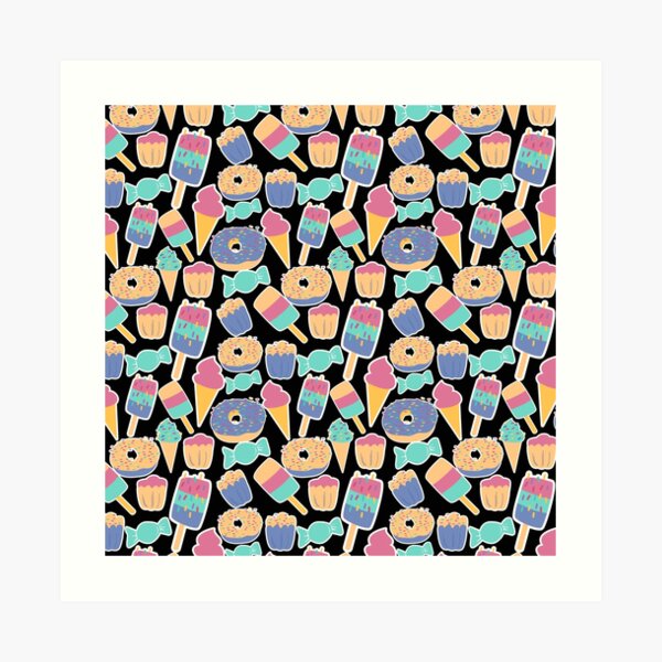 "Ice Cream Donuts Sweets Candies" Art Print by Shop-ArtGallery | Redbubble