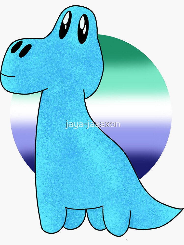 "Light blue shiny dino with mlm pride background " Sticker for Sale by ...