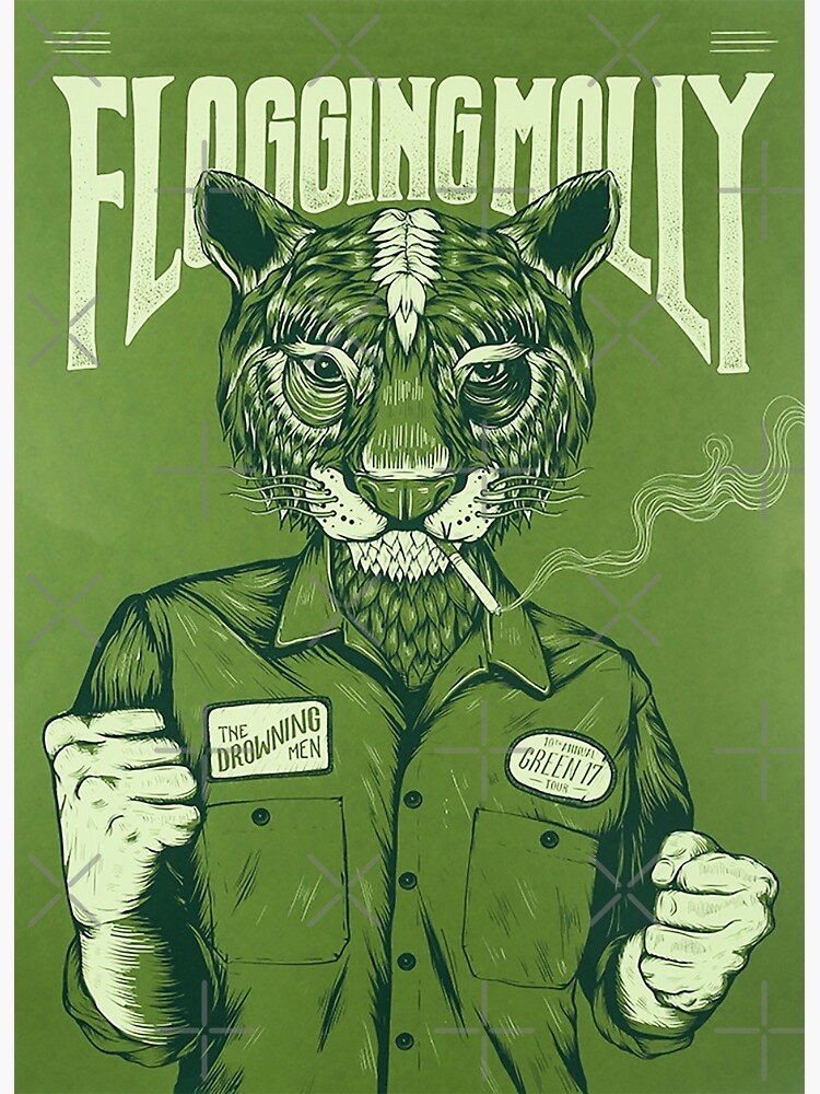 "Flogging molly tiger is smoking, green background" Sticker for Sale by ...