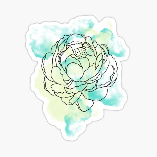"Watercolor line art flower" Sticker by TheMoodyQueen | Redbubble