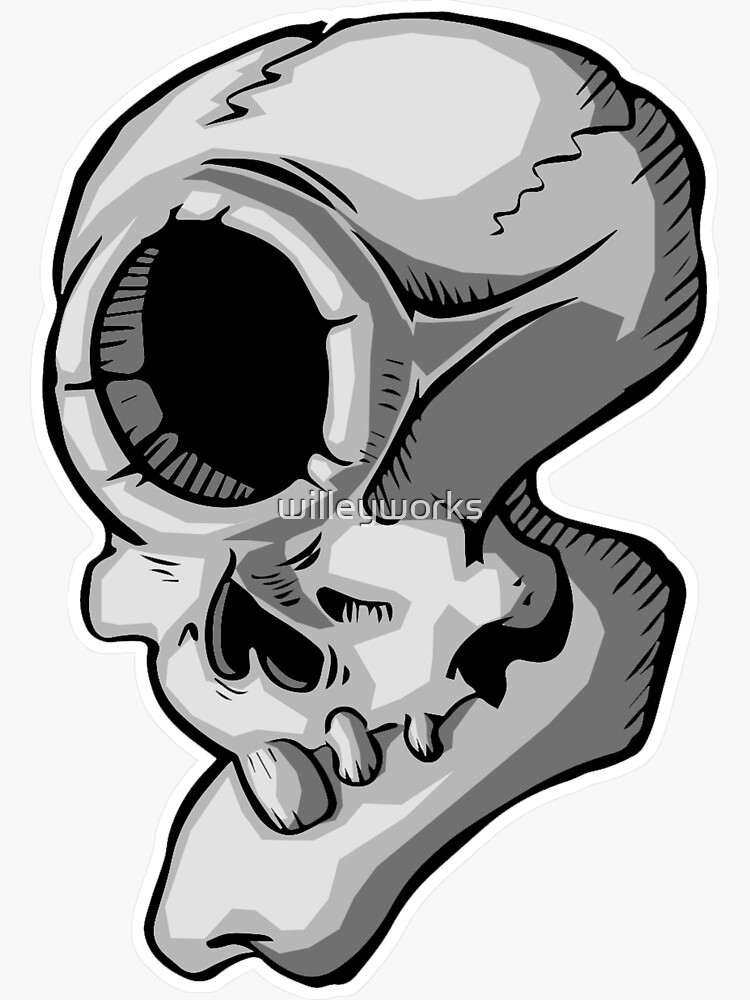 "SKULLCLOPS STOOPID FACE" Sticker by willeyworks | Redbubble