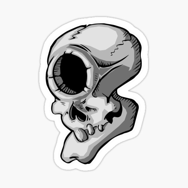 "SKULLCLOPS STOOPID FACE" Sticker by willeyworks | Redbubble