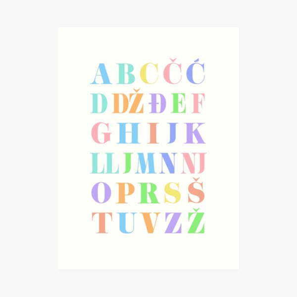 "Children's Croatian Alphabet Chart, Croatia Language Chart, Pastel ...