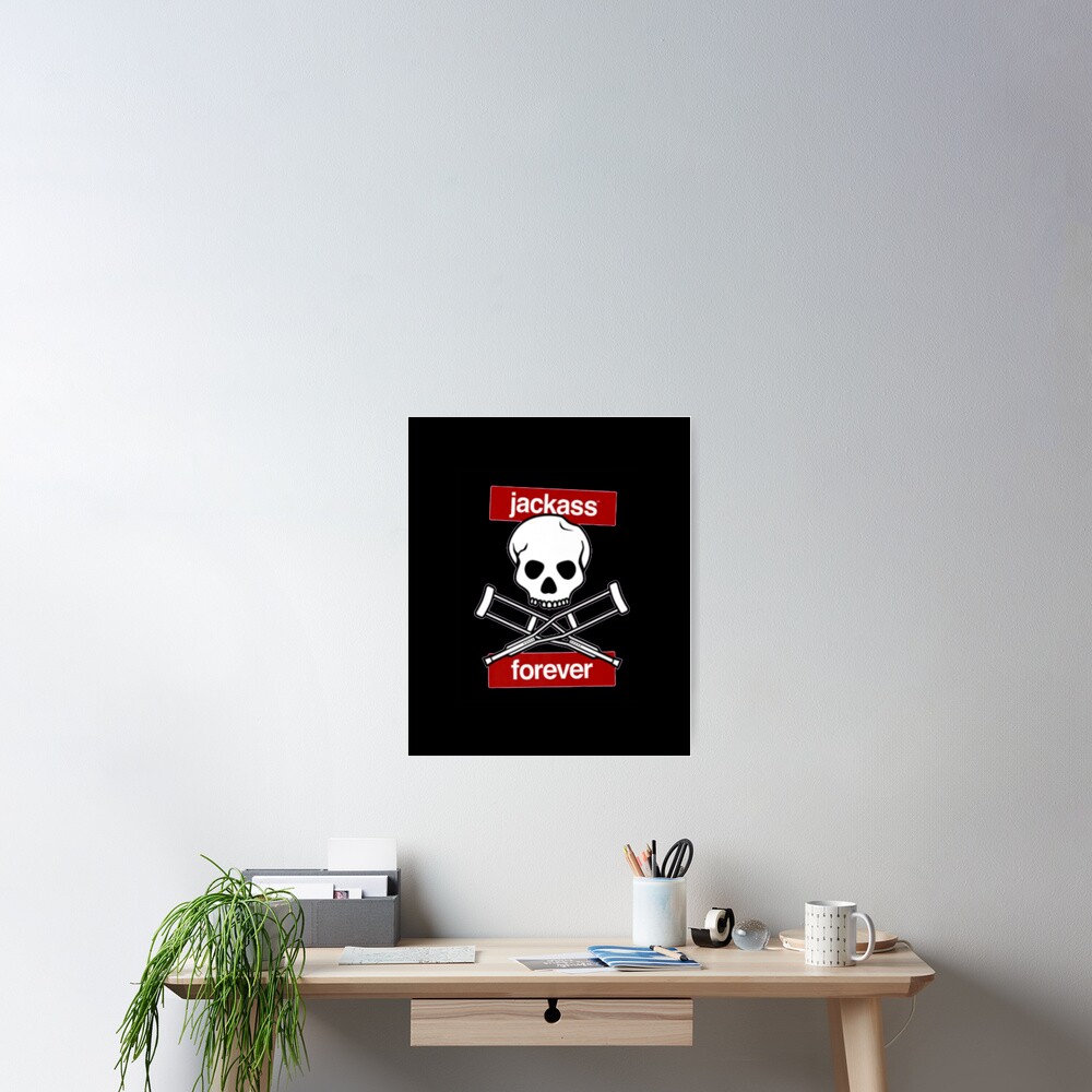 "Jackass Forever - Jackass Red Skull And Crutches Warning Logo" Poster ...