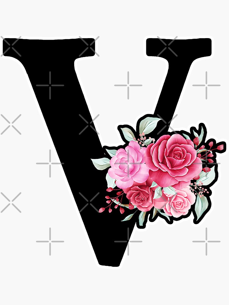 "V Letter with Rose Flowers" Sticker for Sale by Fast Print Solutions ...