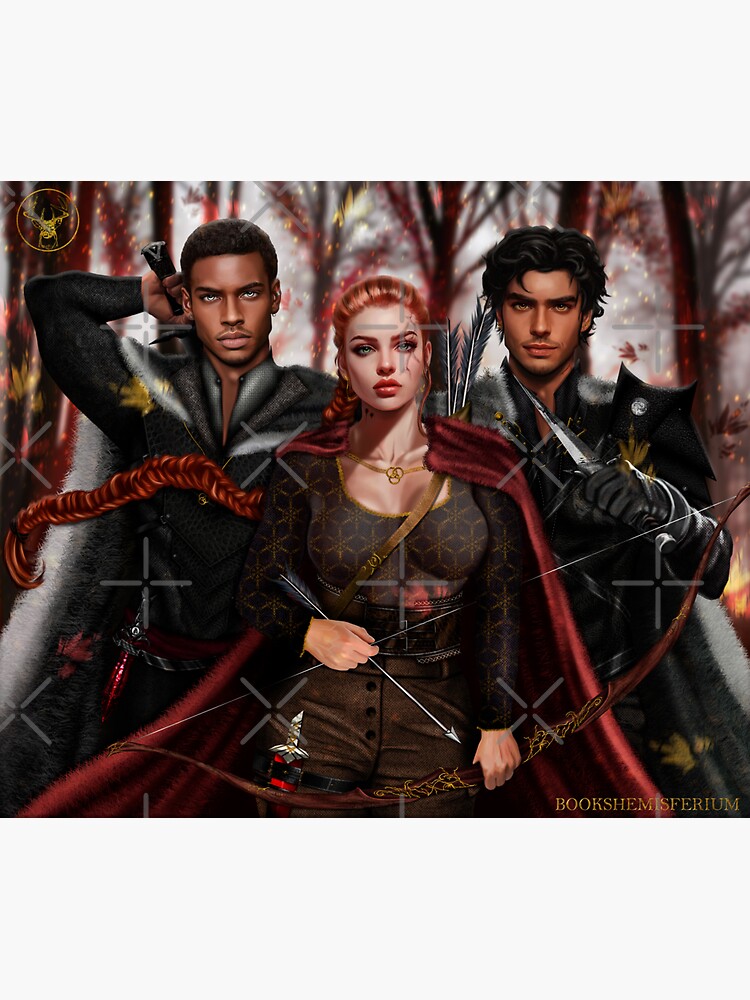 Pegatina «Poppy, Hawke and Kieran From Blood And Ash» de Bookhemisferium | Redbubble