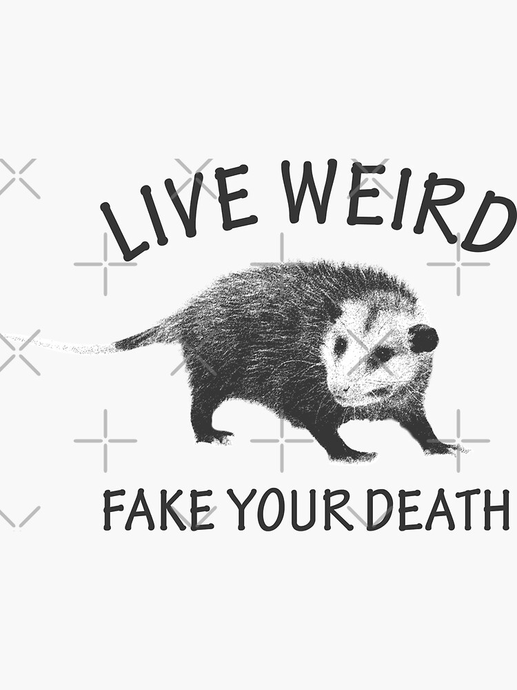 "Live Weird Fake Your Death Possum" Sticker for Sale by BattleGoat ...