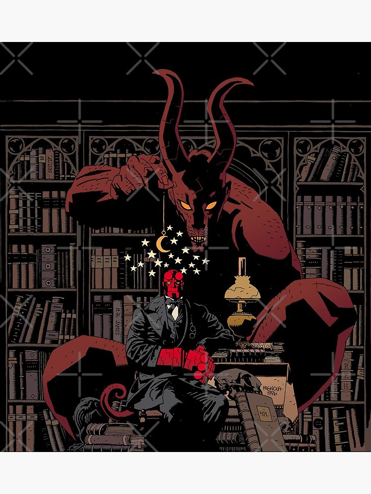 Poster « hellboy, bibliothèque, livre, rouge, cheval noir, mike mignola ...
