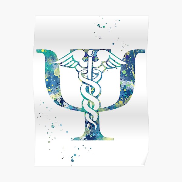 "Psychiatry Symbol Psi and Rod of Asclepius" Poster by EvasDreams ...