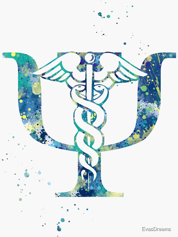 Pegatina «Símbolo de psiquiatría Psi y Vara de Asclepio» de EvasDreams ...