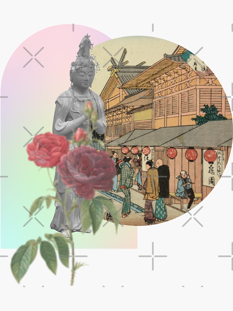 "Modern Collage Japanese Art Elements" Sticker by danaJG | Redbubble