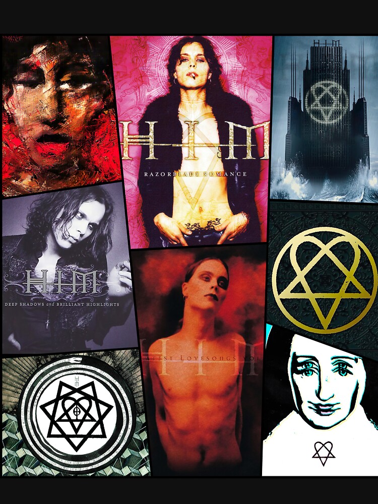 "Him Band Album Cover Collage Heartagram Ville Valo Cover" T-shirt for ...