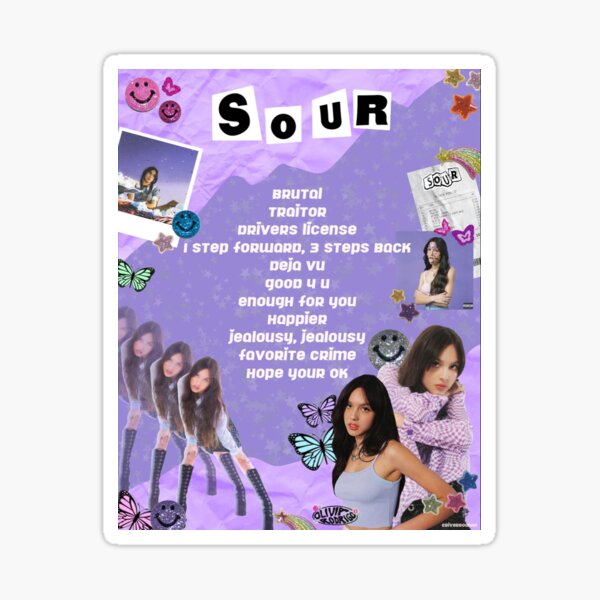 "olivia rodrigo sour album graphic editorial " Sticker by shops0ur ...