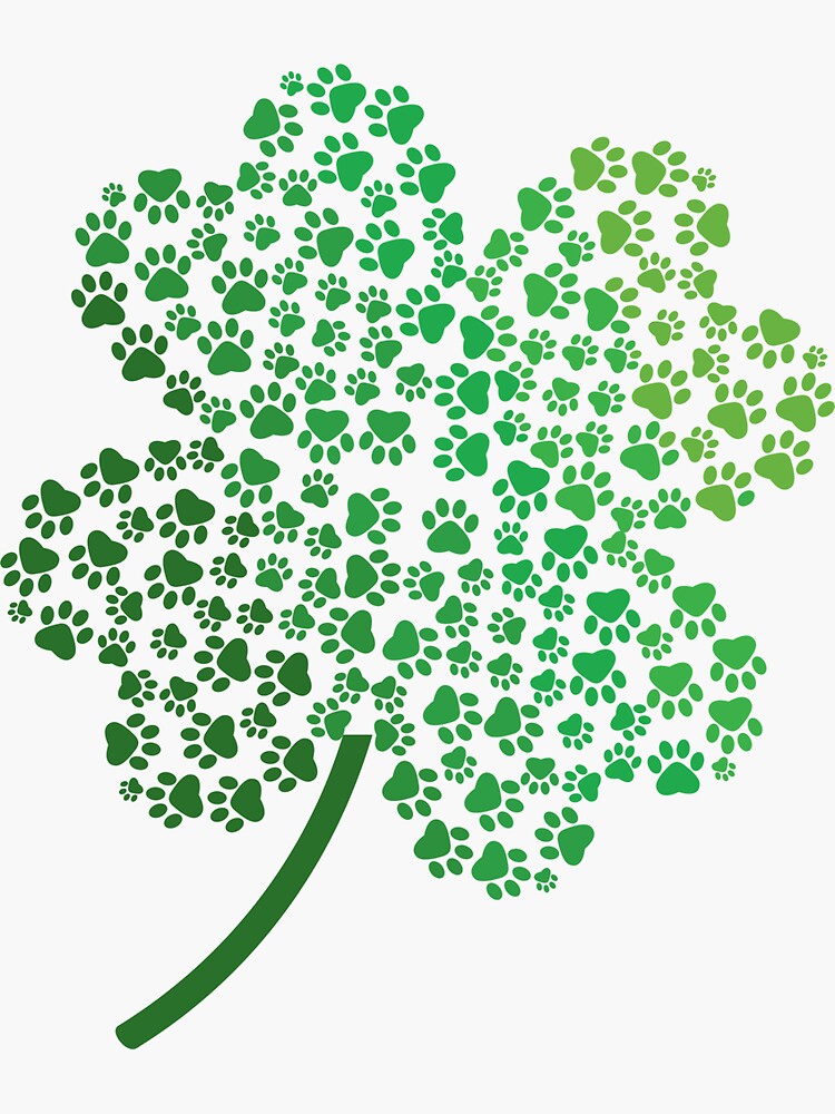 "Dog Paw 4 Leaf Clover" Sticker for Sale by FLHeifer | Redbubble