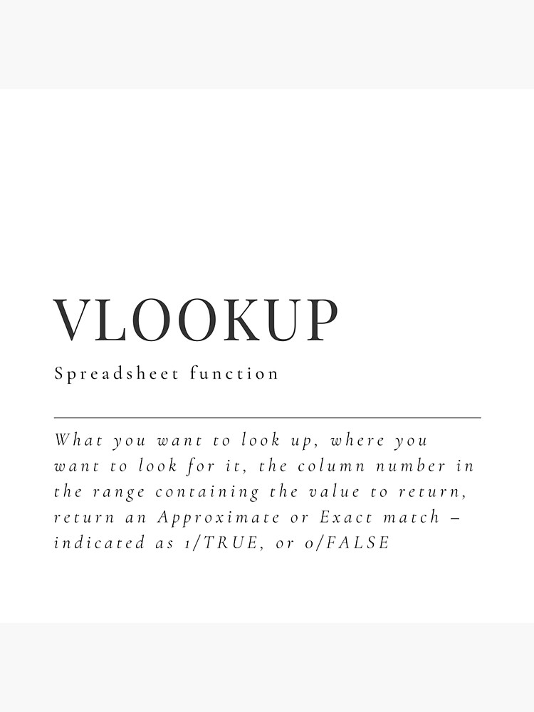 "VLOOKUP - SPREADSHEET FUNCTION" Poster by PEPITOFAMILY | Redbubble